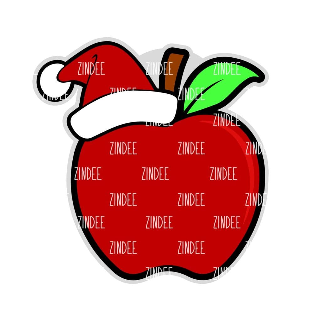 Apple with Santa Hat Acrylic Blank- Sticker- UV DTF (1.5 inch) – Zindee