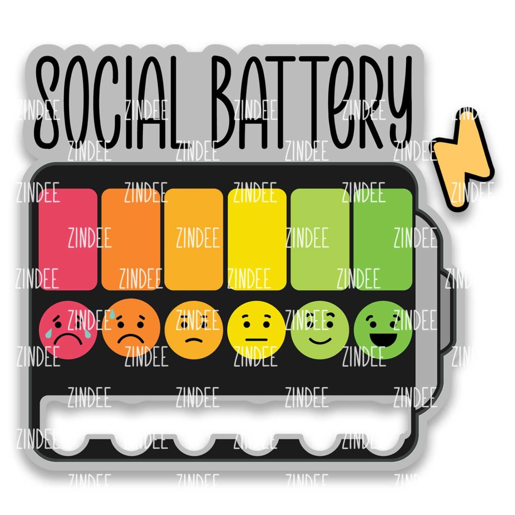 Social Battery Acrylic Blank- Sticker- UV DTF (2 inch) NO HOLE – Zindee