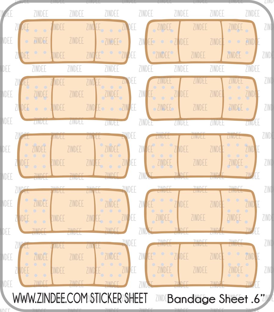 Bandage (sticker sheet) .6″ WHITE Gloss – Zindee