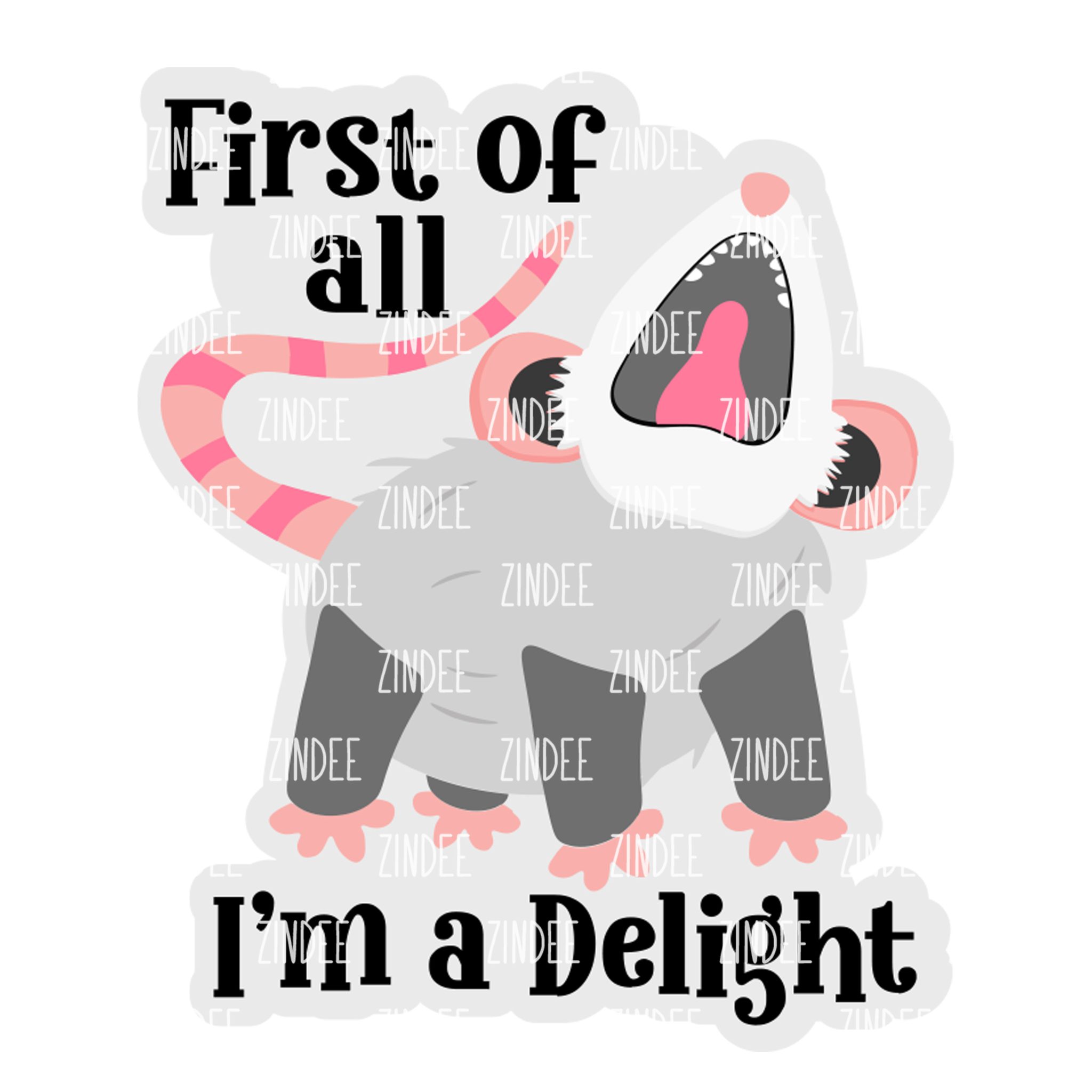Possum Delight Acrylic Blank- Sticker- UV DTF (3 inch) – Zindee