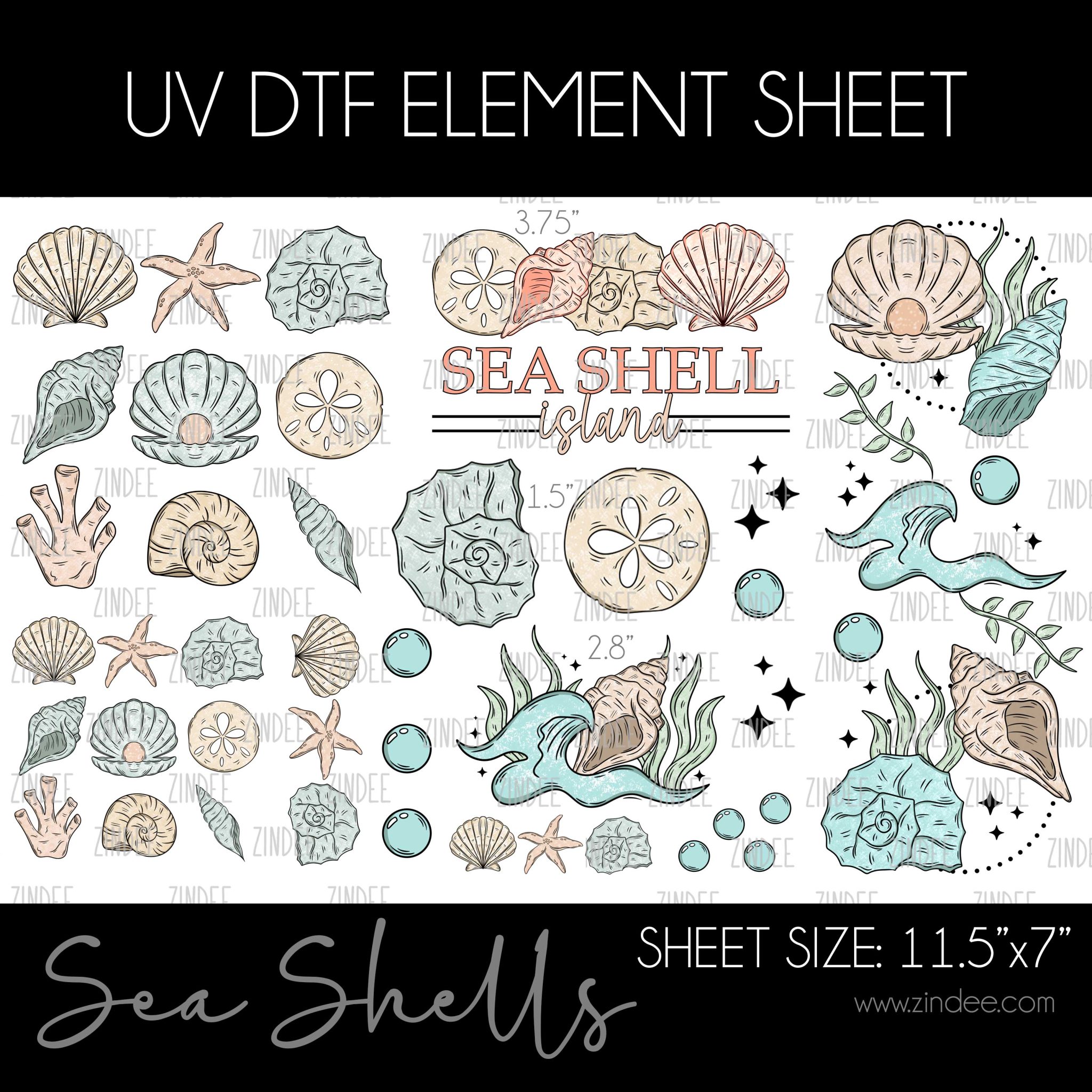 Sea Shells Element Sheet (UV DTF) – Zindee