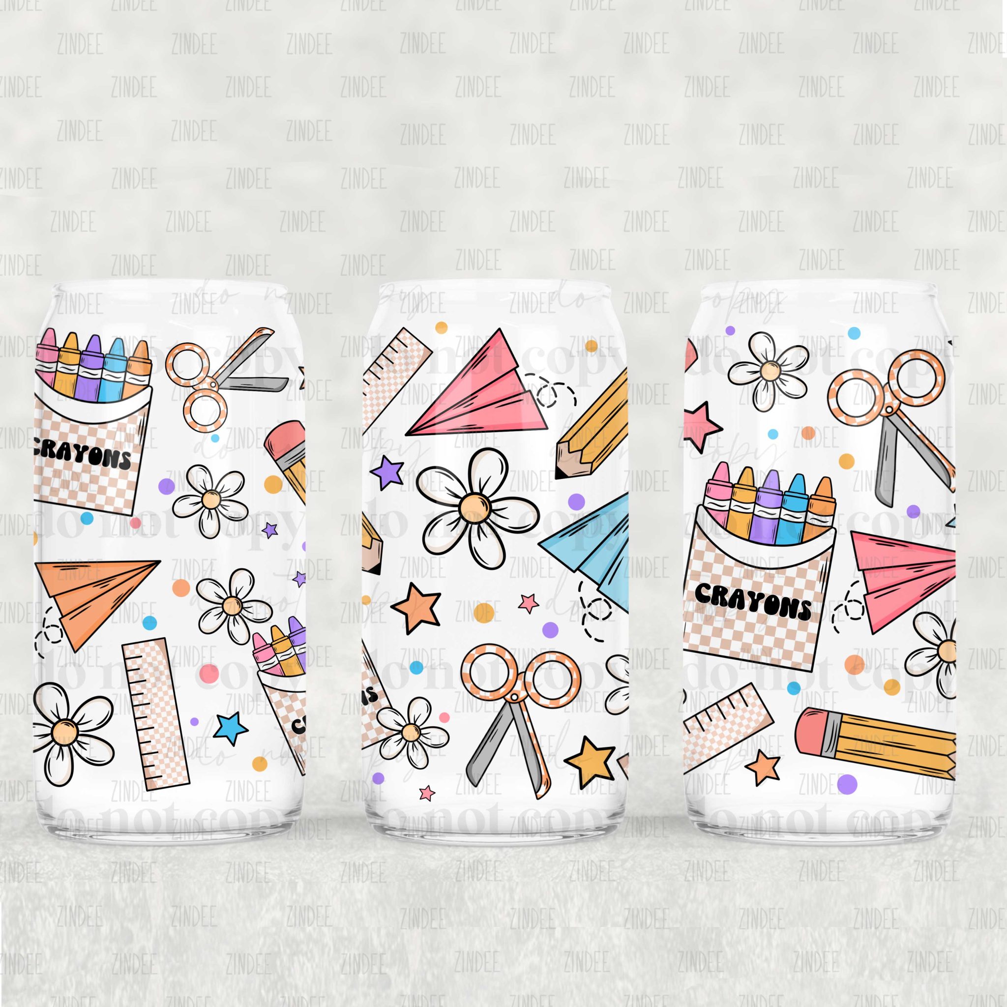 Back To School UV DTF Glass Can Wrap – Zindee