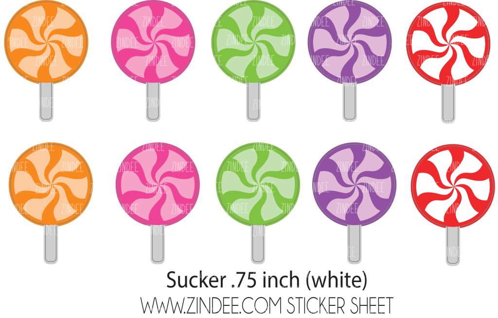 Sucker (sticker sheet) .75″ WHITE Gloss – Zindee