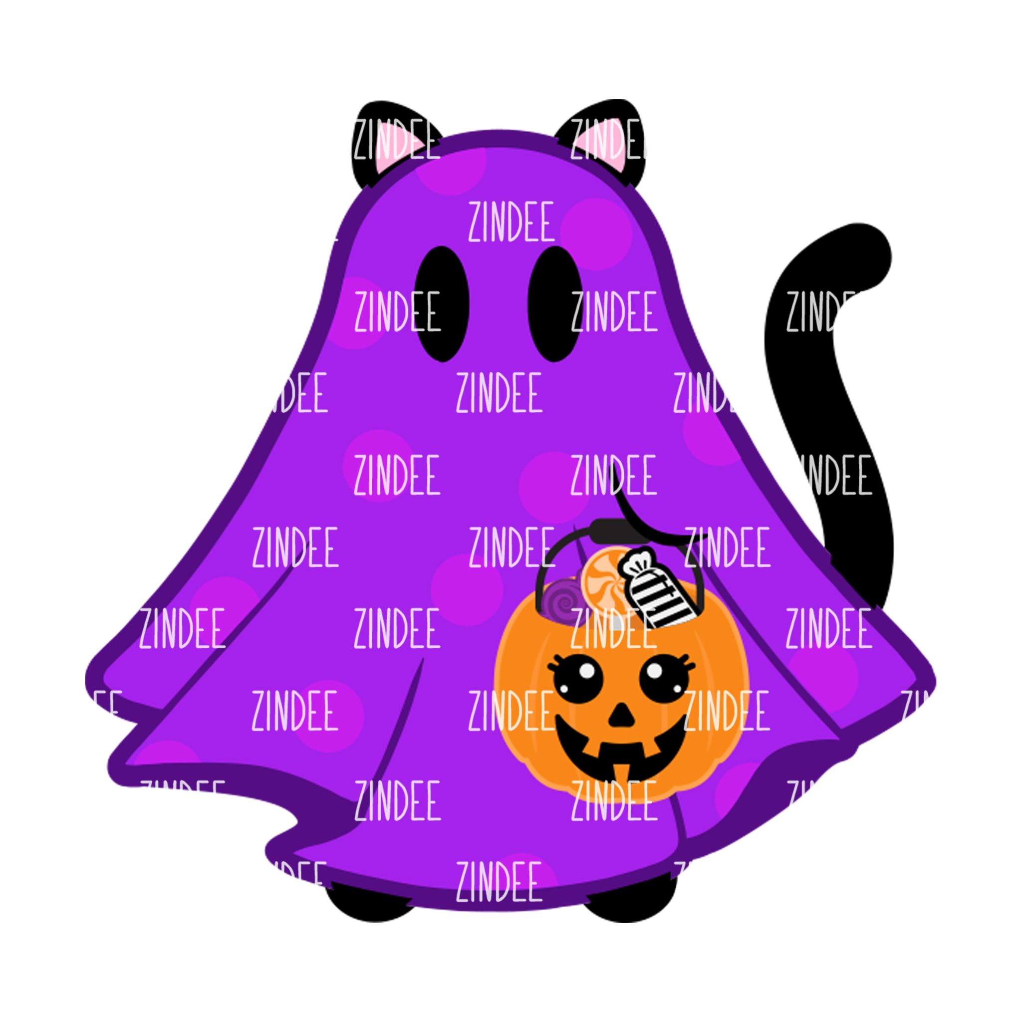 Halloween Ghost Cat (Fits Ghost Cat Acrylic Blanks) – Zindee