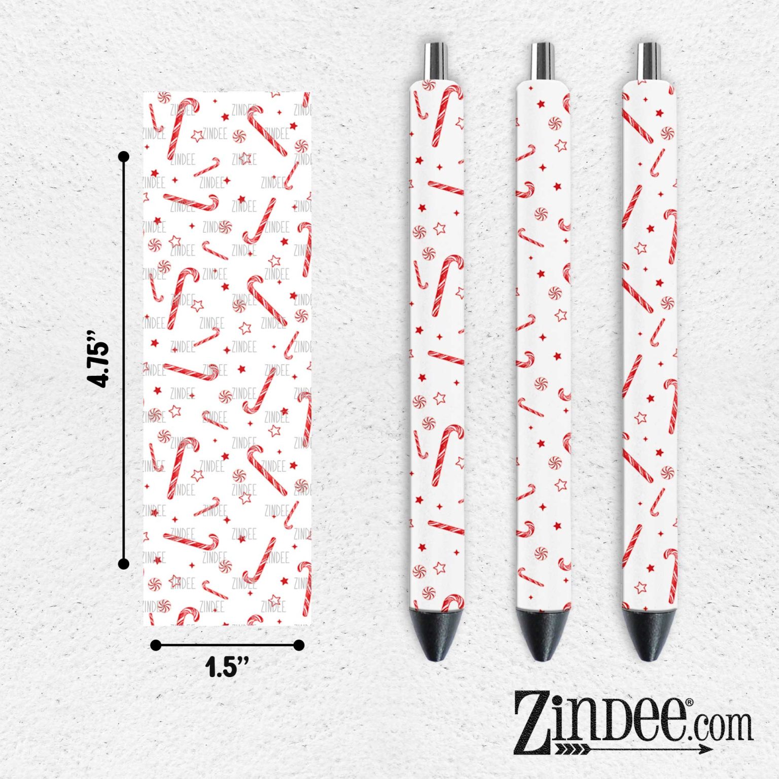 Candy Cane Peppermint VINYL Pen Wrap – Zindee