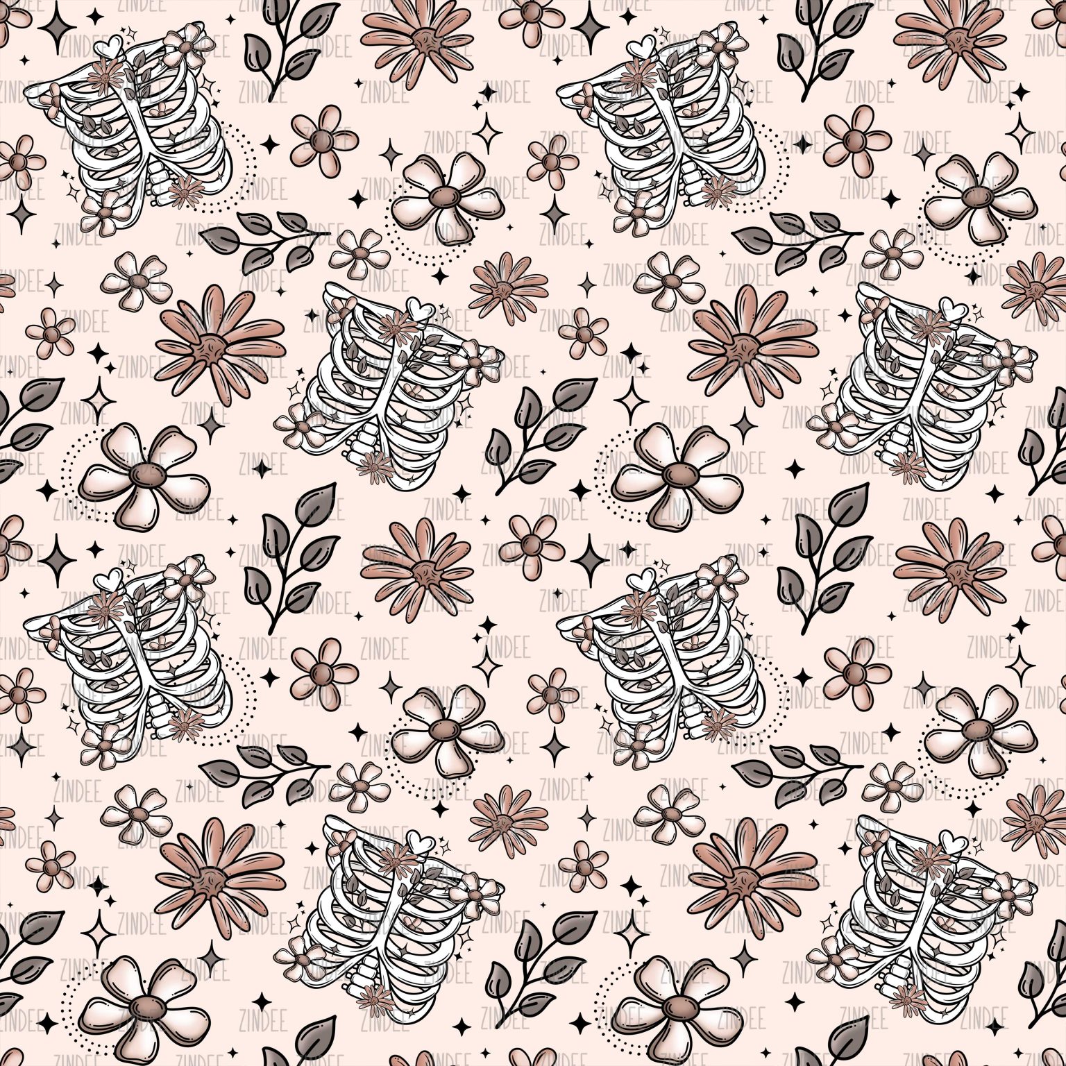 Floral Rib Cage seamless (Sublimation Sheet) – Zindee