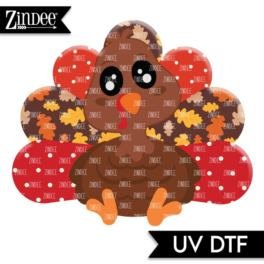 Sitting Turkey UV DTF Decal (matches acrylic blank) – Zindee
