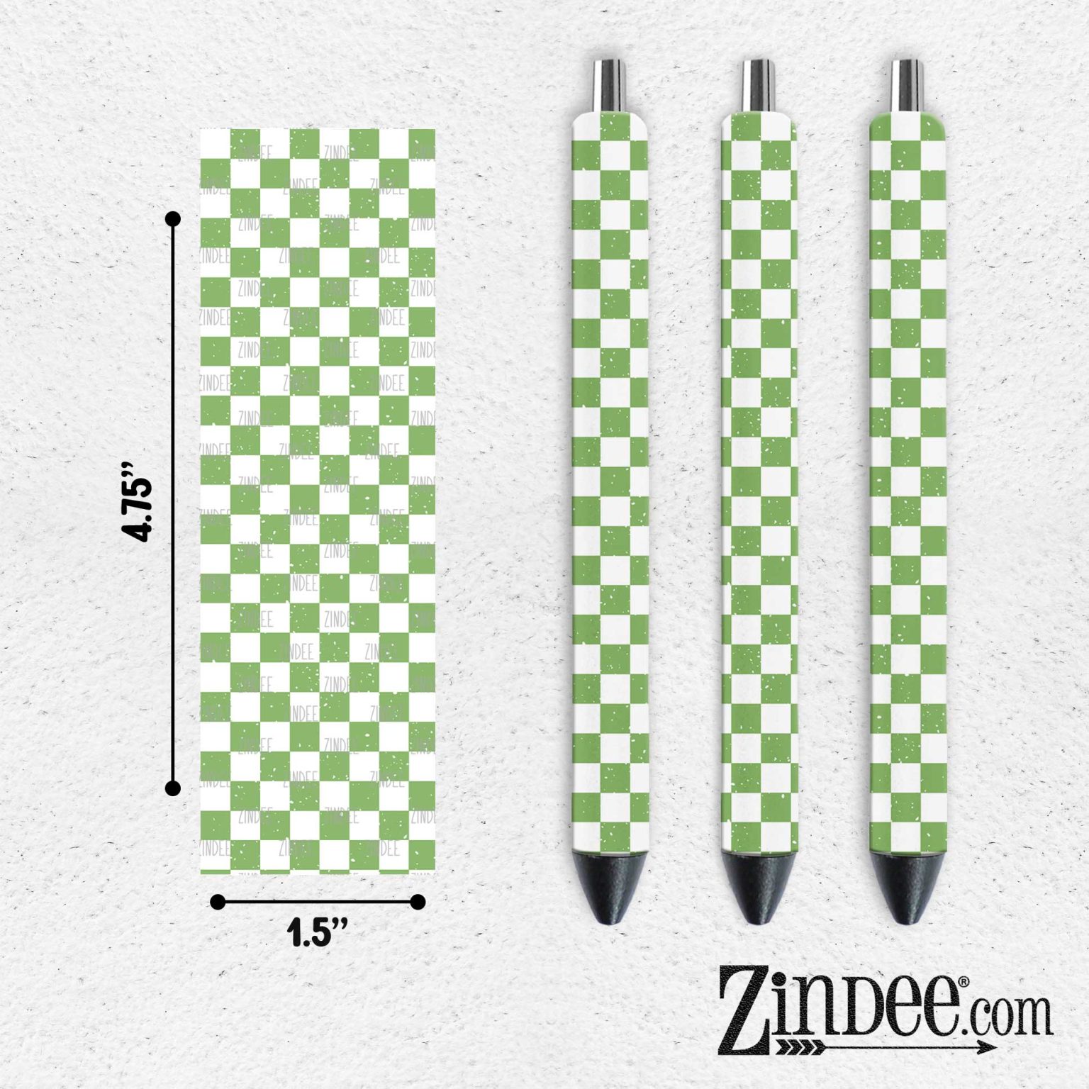 Green Checker VINYL Pen Wrap – Zindee