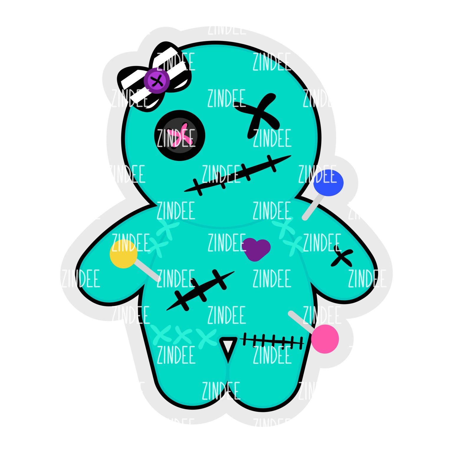 Voodoo Doll (TEAL) Acrylic Blank- Sticker- UV DTF (2 inch) NO HOLE – Zindee