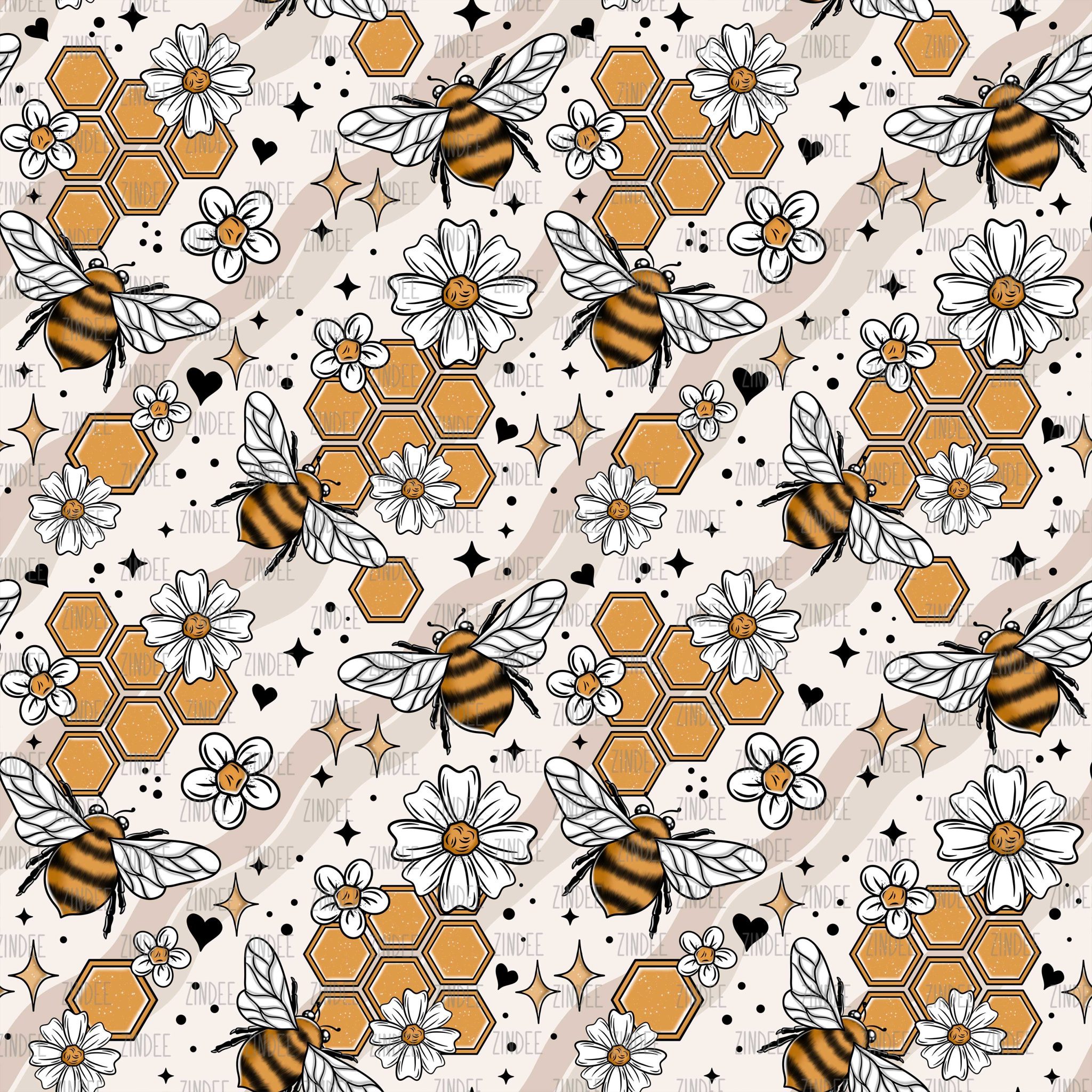 Fuzzy Honeycomb Bees seamless (Sublimation Sheet) – Zindee