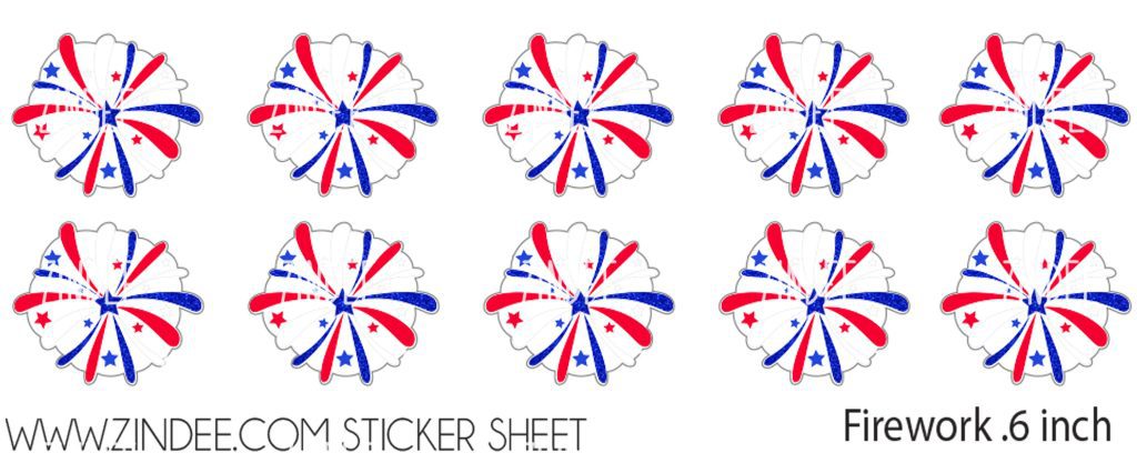 Firework (sticker sheet) .6″ White Gloss – Zindee