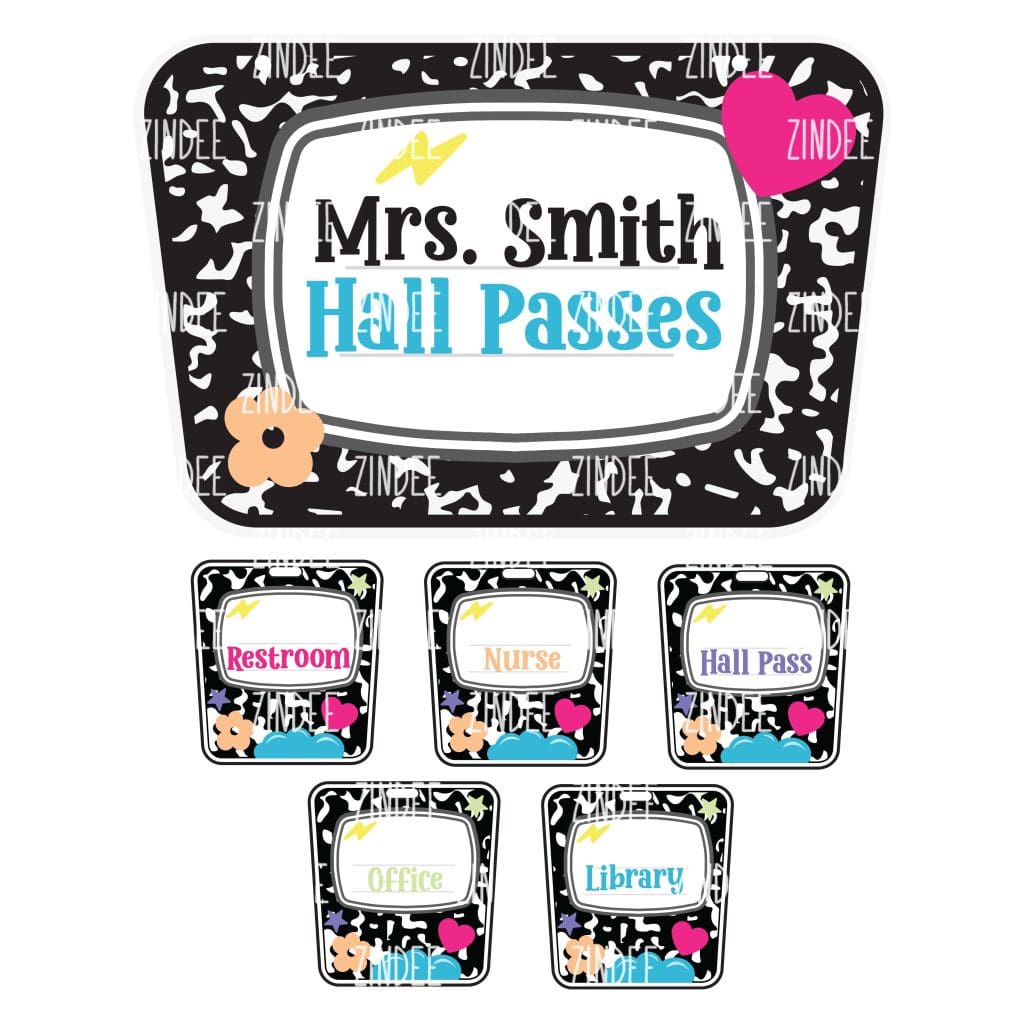 Hall Pass Set (Composition Notebook) – Zindee