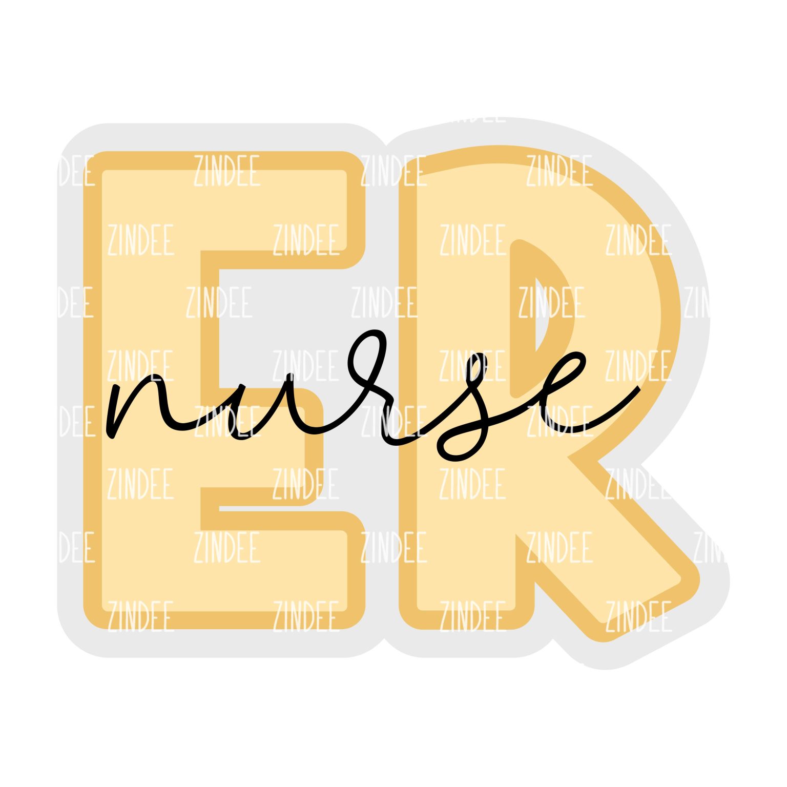 ER Nurse Script Acrylic Blank- Sticker- UV DTF (2 inch) NO HOLE – Zindee