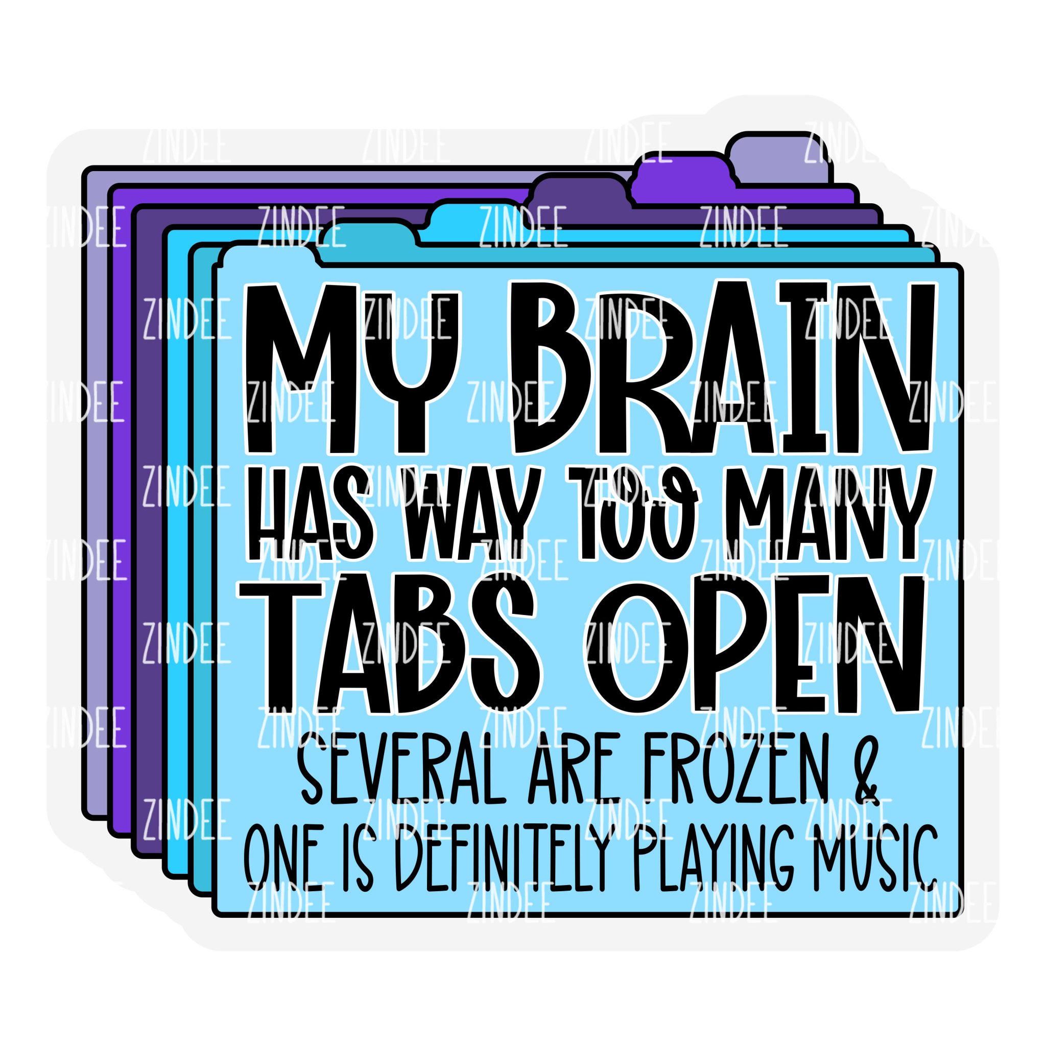 Too Many Tabs Open Acrylic Blank- Sticker- UV DTF (2 inch) NO HOLE – Zindee