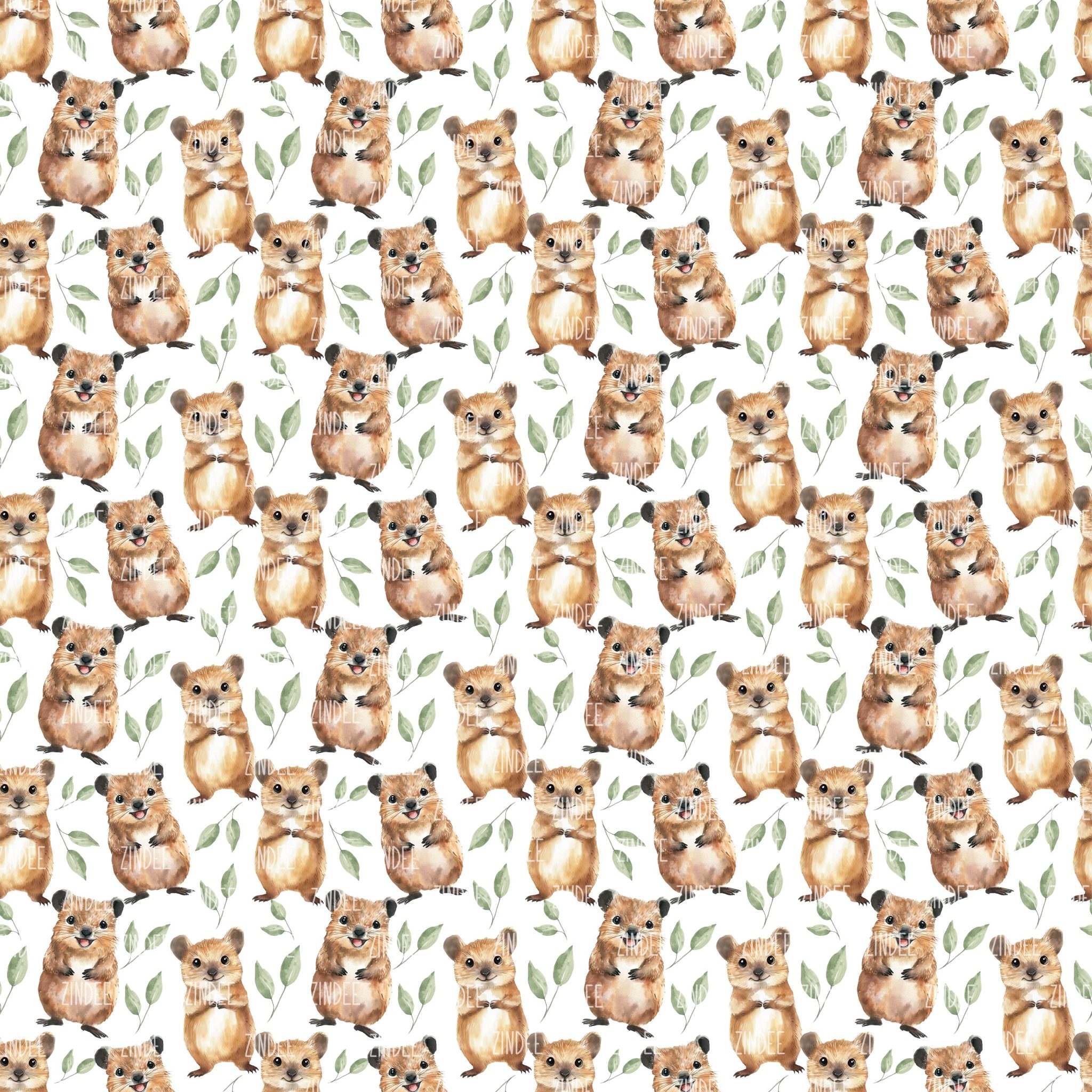 Quokka And Leaves seamless (Sublimation Sheet) – Zindee
