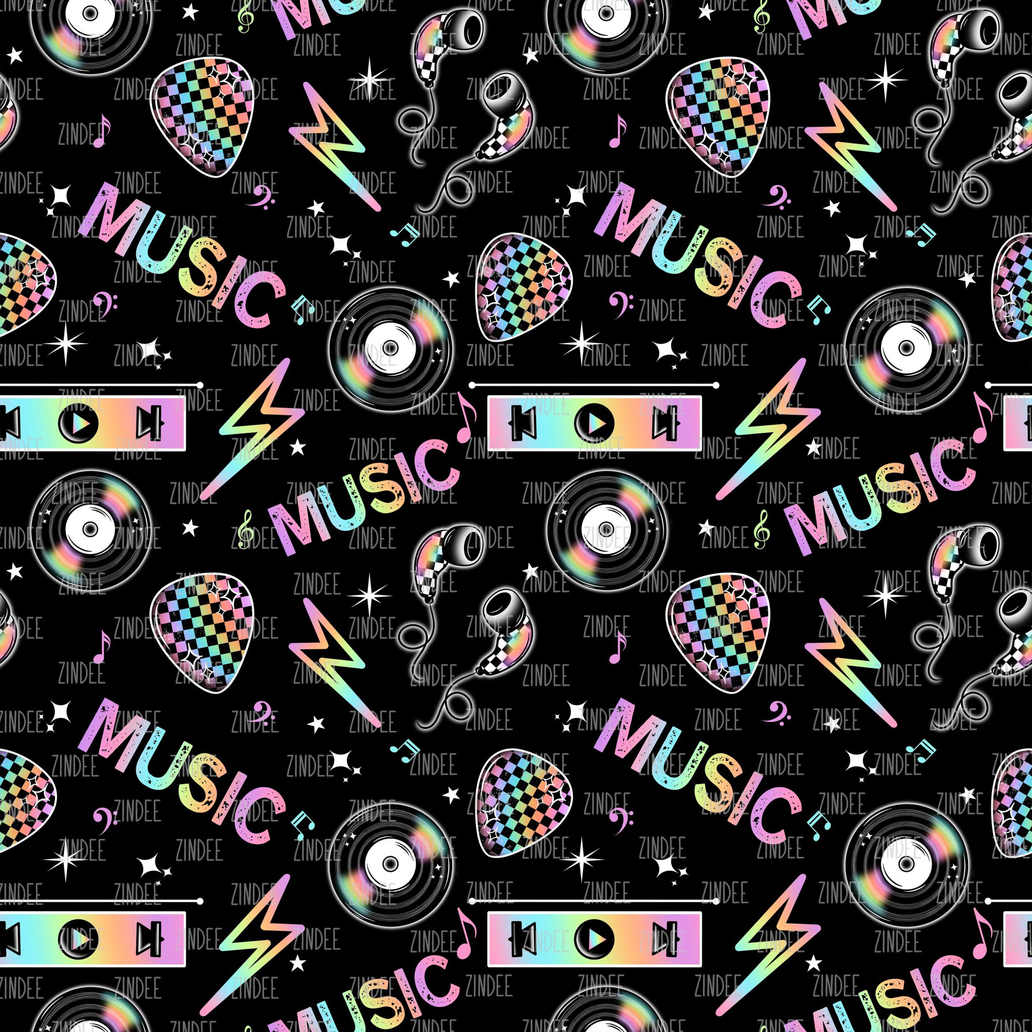 Neon Music seamless (Sublimation Sheet) – Zindee