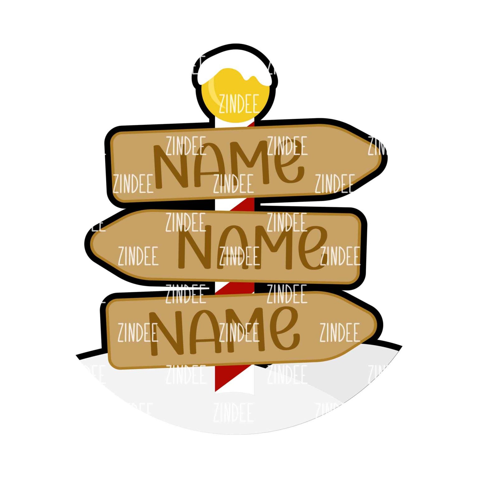 Sign Post (3) Christmas Ornament Insert (4 inch) – Zindee