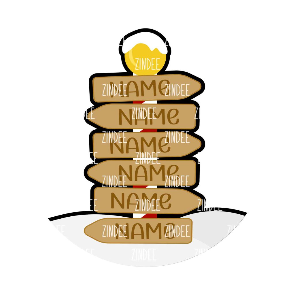 Sign Post (6) Christmas Ornament Insert (4 inch) – Zindee