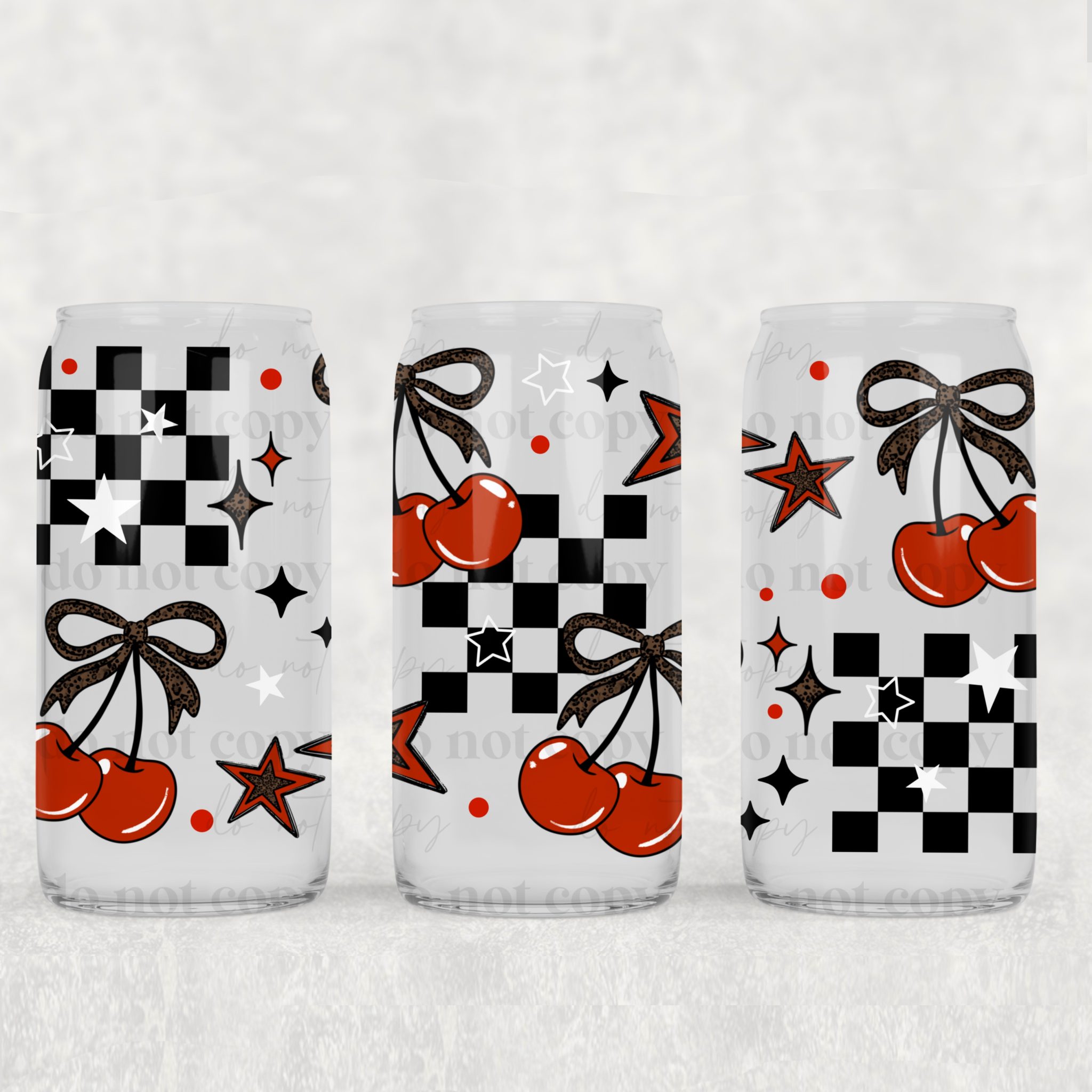 Checker Cheetah Cherries UV DTF Can Wrap – Zindee