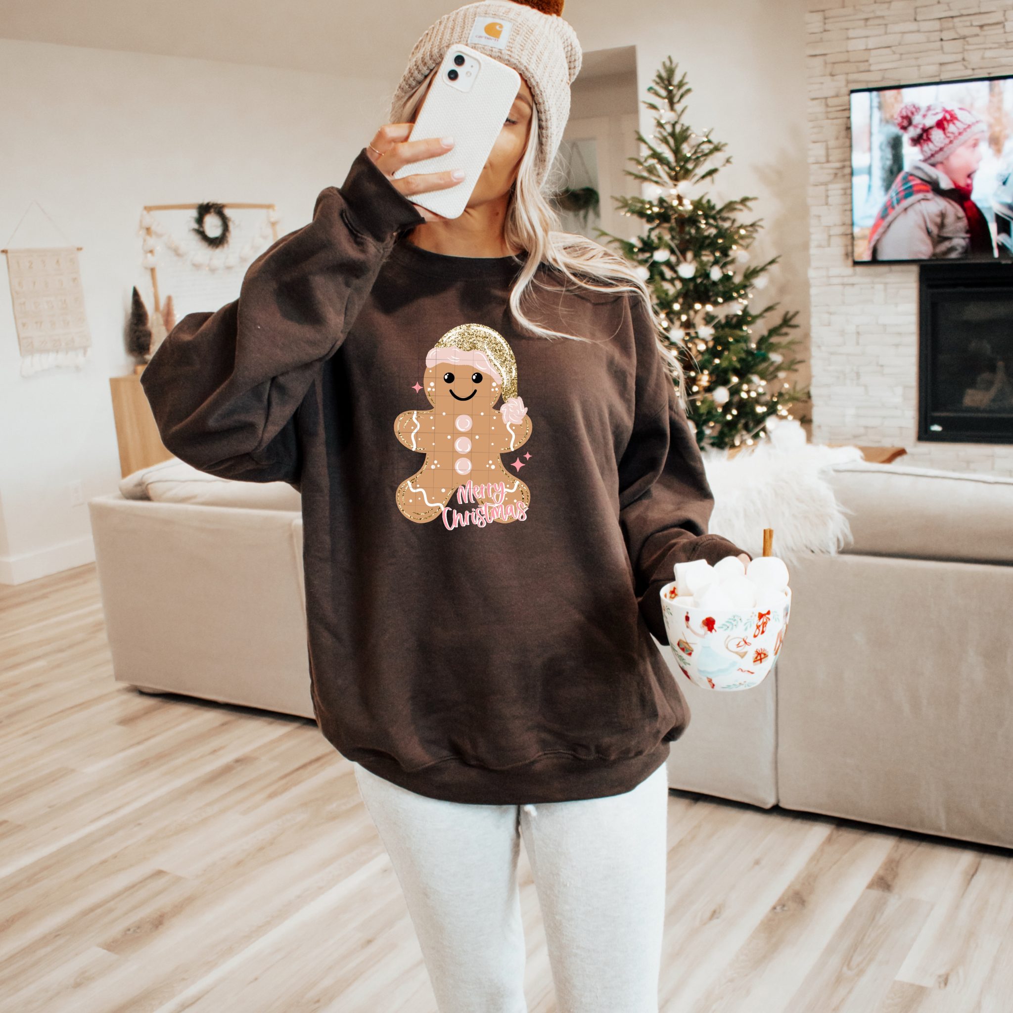 Merry Christmas Glitter Gingerbread DTF Transfer – Zindee